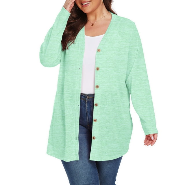 Cueply Women's Plus Size Cardigan Long Sleeve Lightweight Sheer Open ...