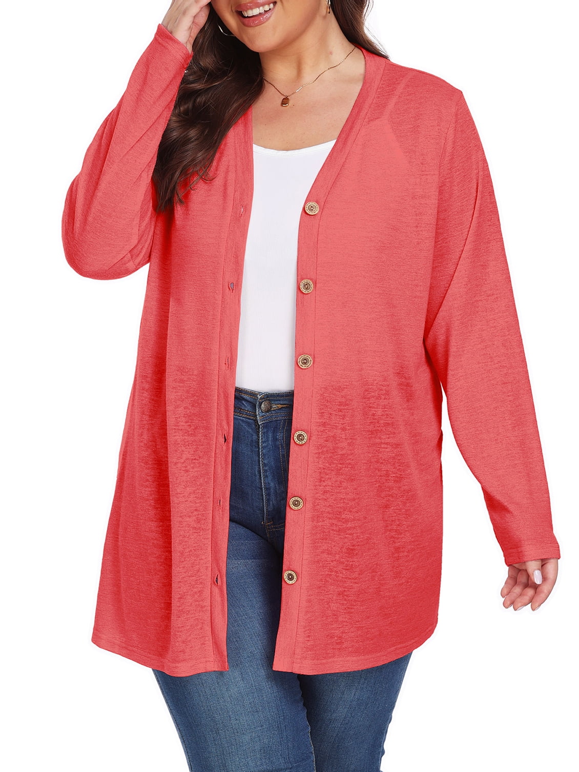 Cueply Women's Plus Size Cardigan Long Sleeve Lightweight Sheer Open ...