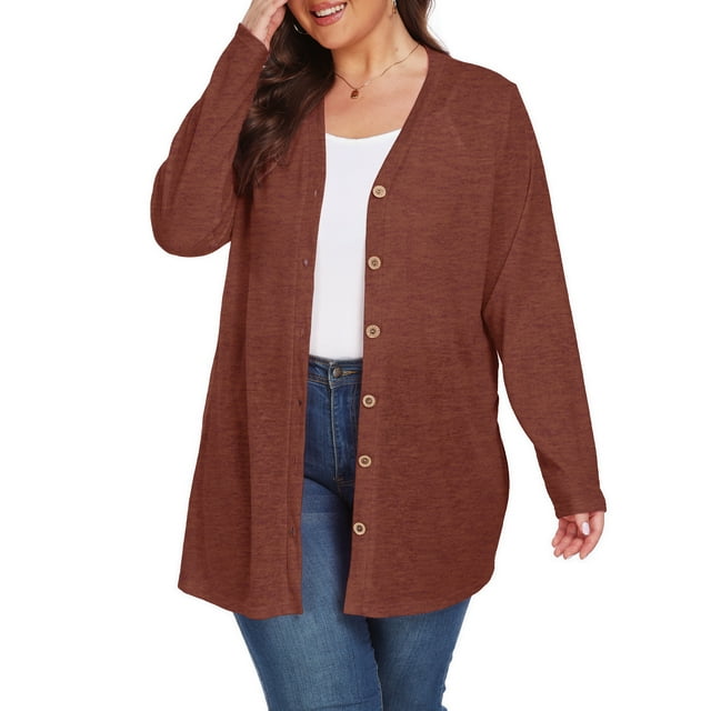 Cueply Women's Plus Size Cardigan Long Sleeve Lightweight Sheer Open ...