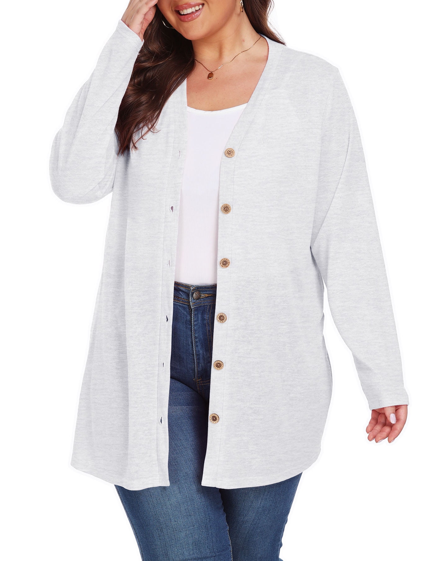 Cueply Women's Plus Size Cardigan Long Sleeve Lightweight Sheer Open ...