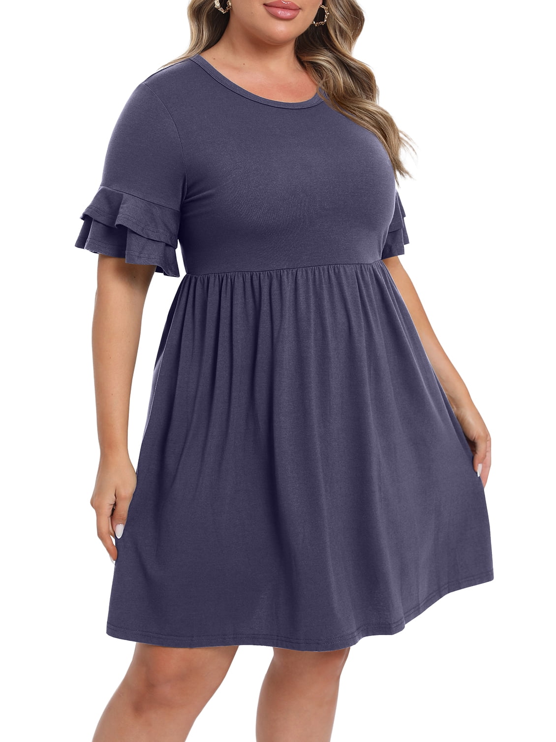 Cueply Plus Size Women's Oversized Flowy Dress, Casual Summer Short ...