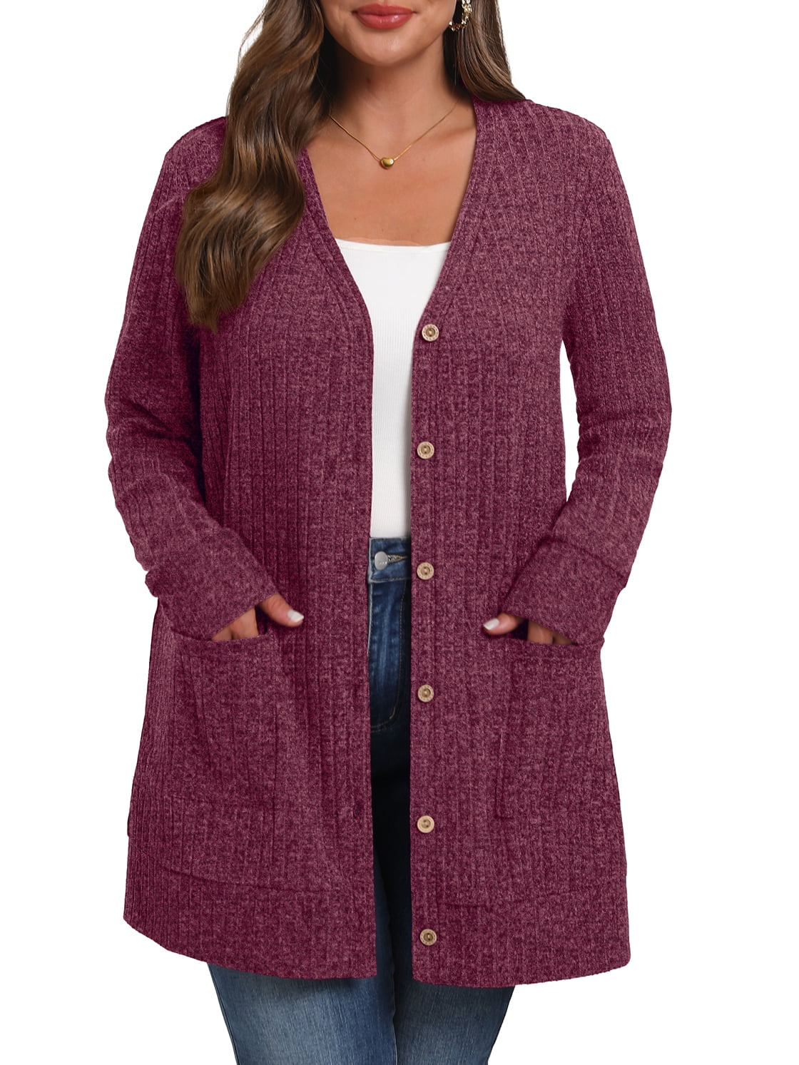 Cueply Women's Plus Size Sweater Long Sleeve Lightweight Cardigans ...