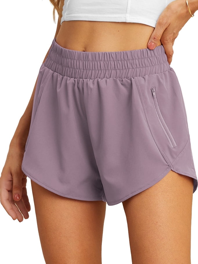 Cueply Women's Running Shorts High Waisted Athletic Gym Workout Shorts ...