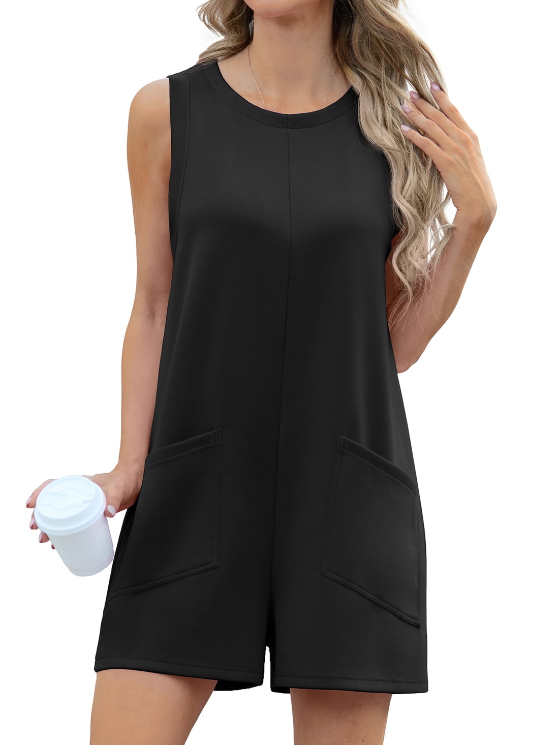 Cueply Women's Sleeveless Romper, Casual Summer Jumpsuit, Loose Fit ...