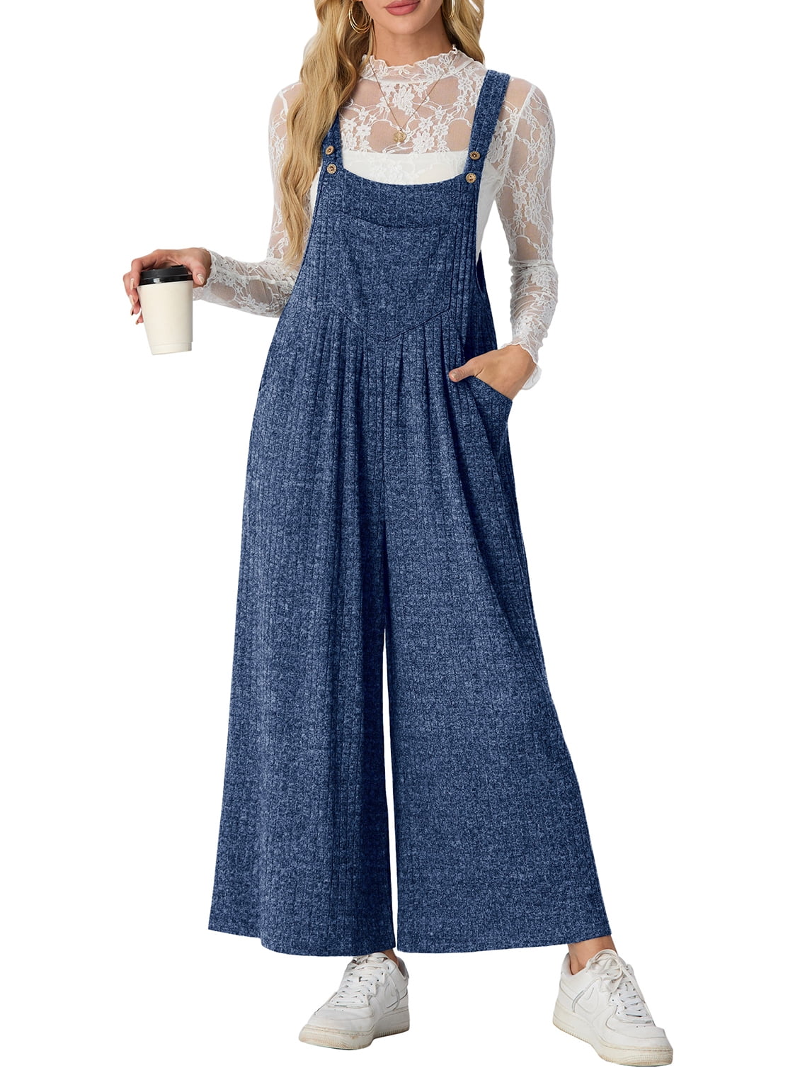 Cueply Jumpsuits for Women Winter Warm Loose Adjustable Strap Bib ...