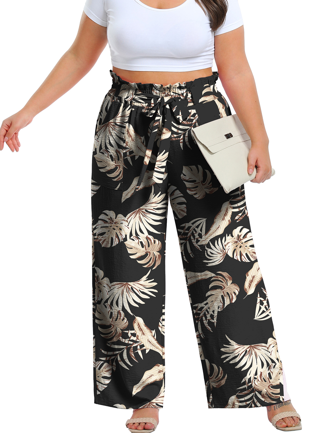 Terra & Sky Women's Plus Size Pull-On Wide-Leg Cropped Pants - Walmart.com