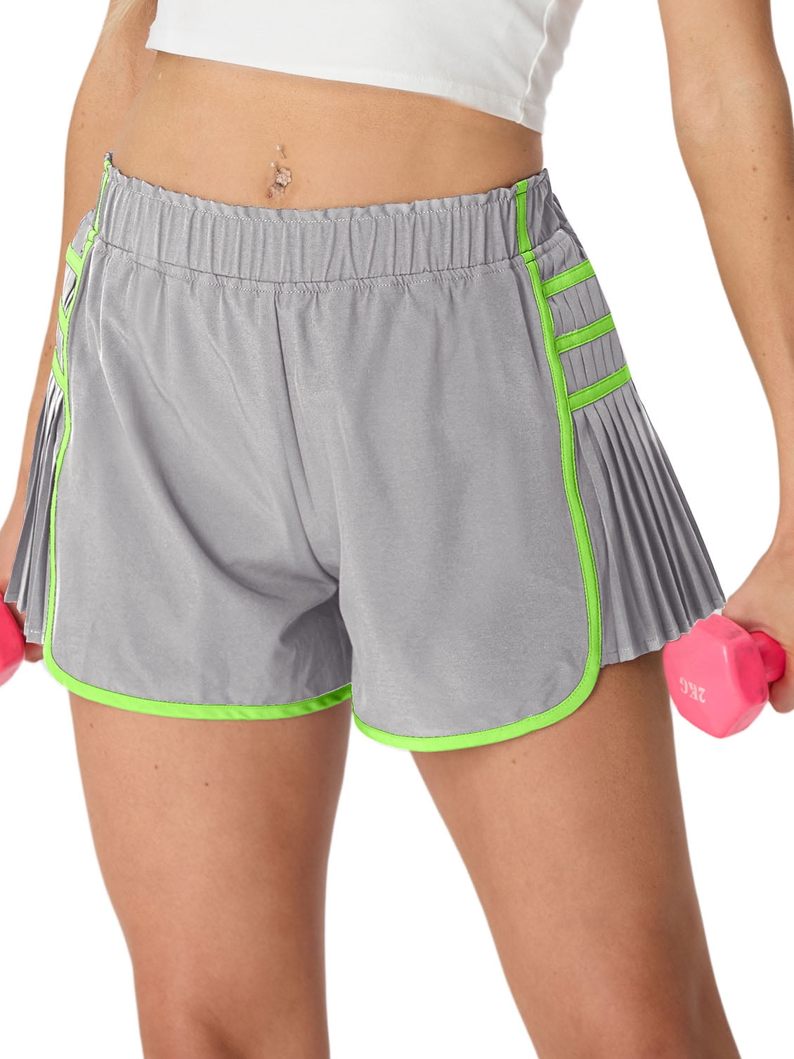 Cueply Women's Workout Shorts Pleated Running Athletic Gym Shorts with ...
