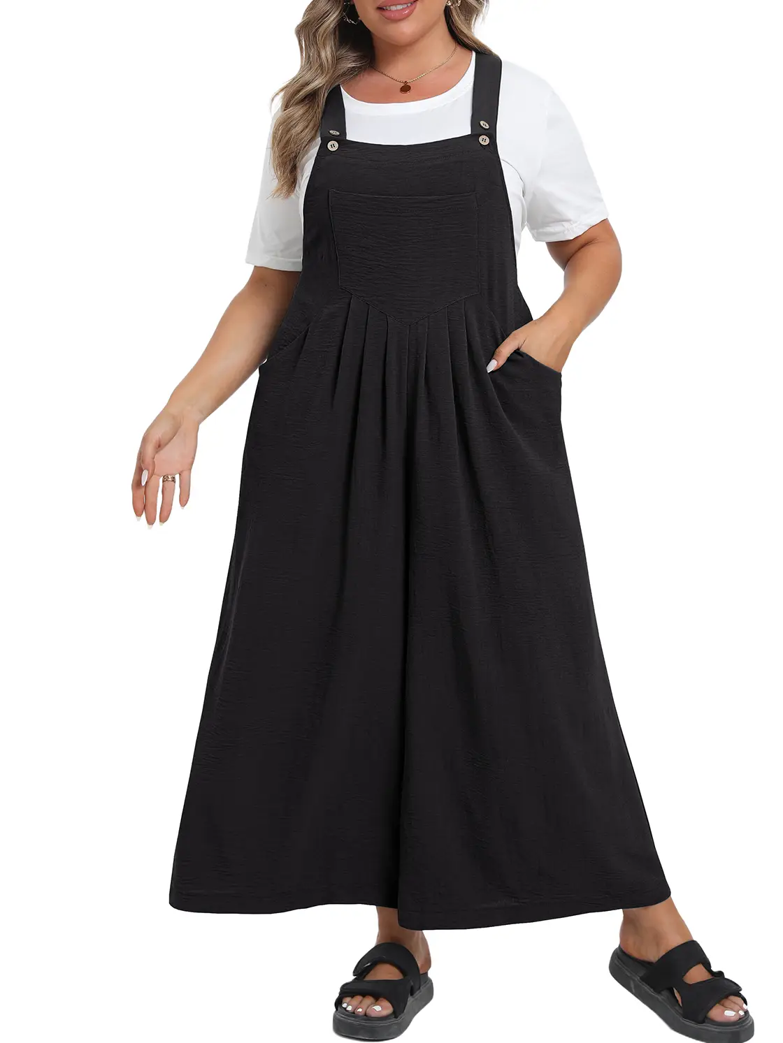 Cueply Womens Plus Size Overalls Jumpsuits Causal Sleeveless Adjustable ...