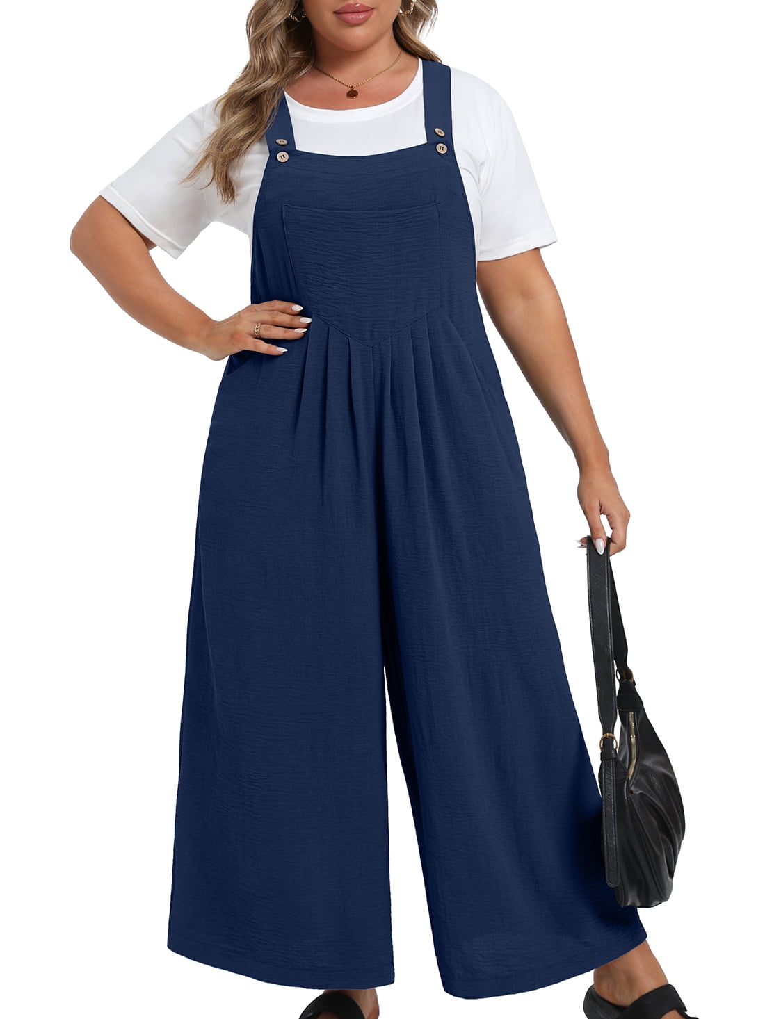 Cueply Womens Plus Size Overalls Jumpsuits Causal Sleeveless Adjustable ...