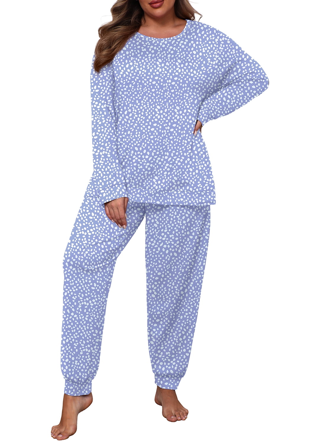 Cueply Womens Plus Size Pajama Set Long Sleeve Pjs for Women Soft ...