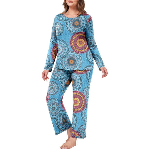 Cueply Womens Plus Size Pajamas Long Sleeve Pjs Sets Loungewear ...