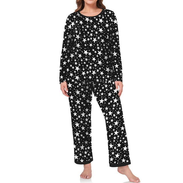 Cueply Women's Plus Size Long Sleeve Pajamas Sets, Soft Lounge ...