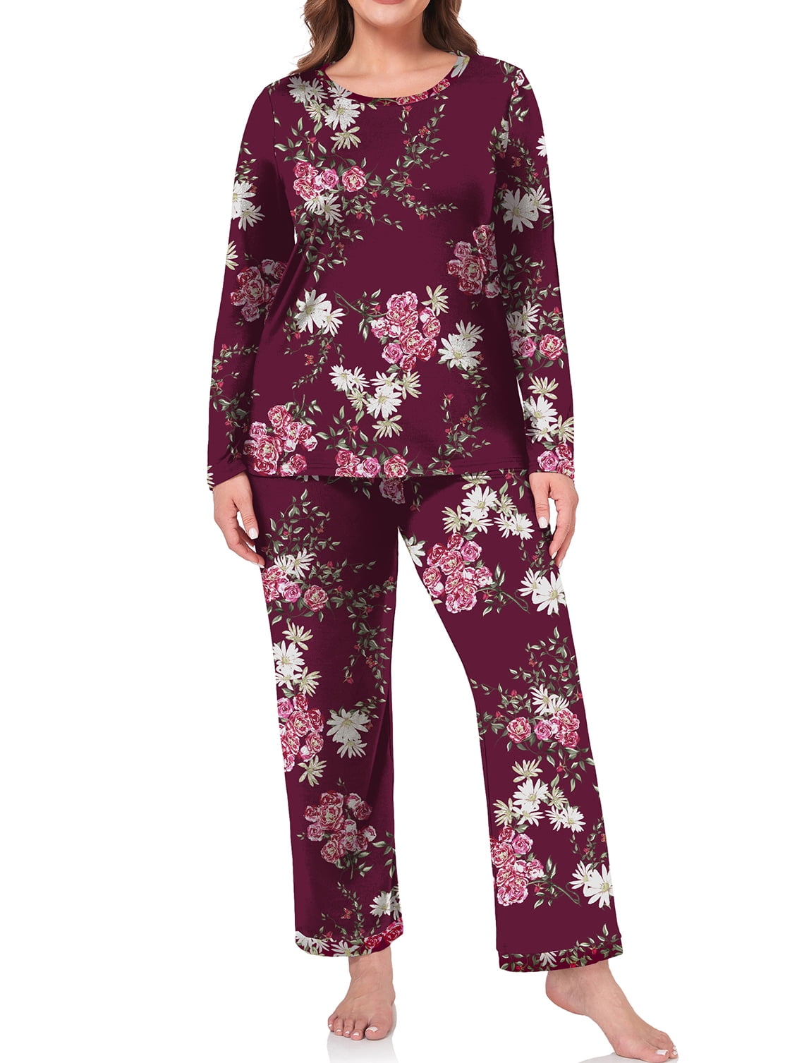 Cueply Womens Plus Size Pajamas Long Sleeve Pjs Sets Loungewear ...