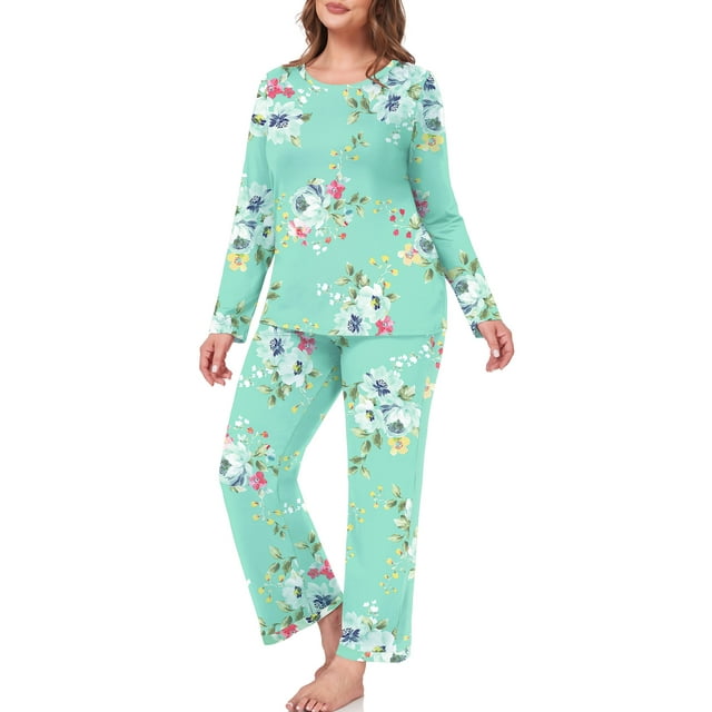 Cueply Womens Plus Size Pajamas Long Sleeve Pjs Sets Loungewear ...