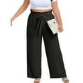 Cueply Womens Wide Leg Pants Plus Size Elastic High Waist Tie Knot