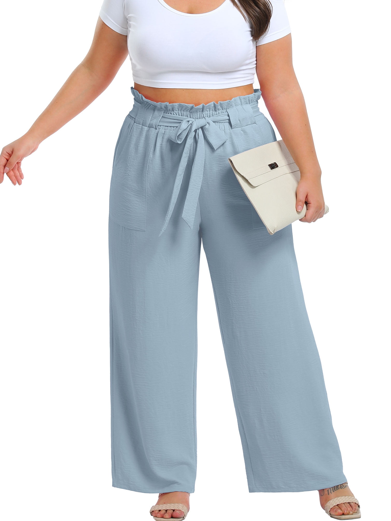 Cueply, Womens Wide Leg Pants, Size 1X-4X, Plus Size Lounge Trousers ...