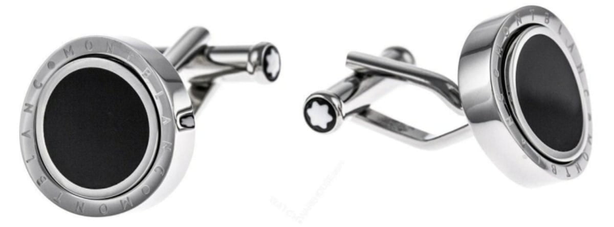 Cuff Links Round Turning Steel with Black Onyx Inlays 104505 - Walmart.com