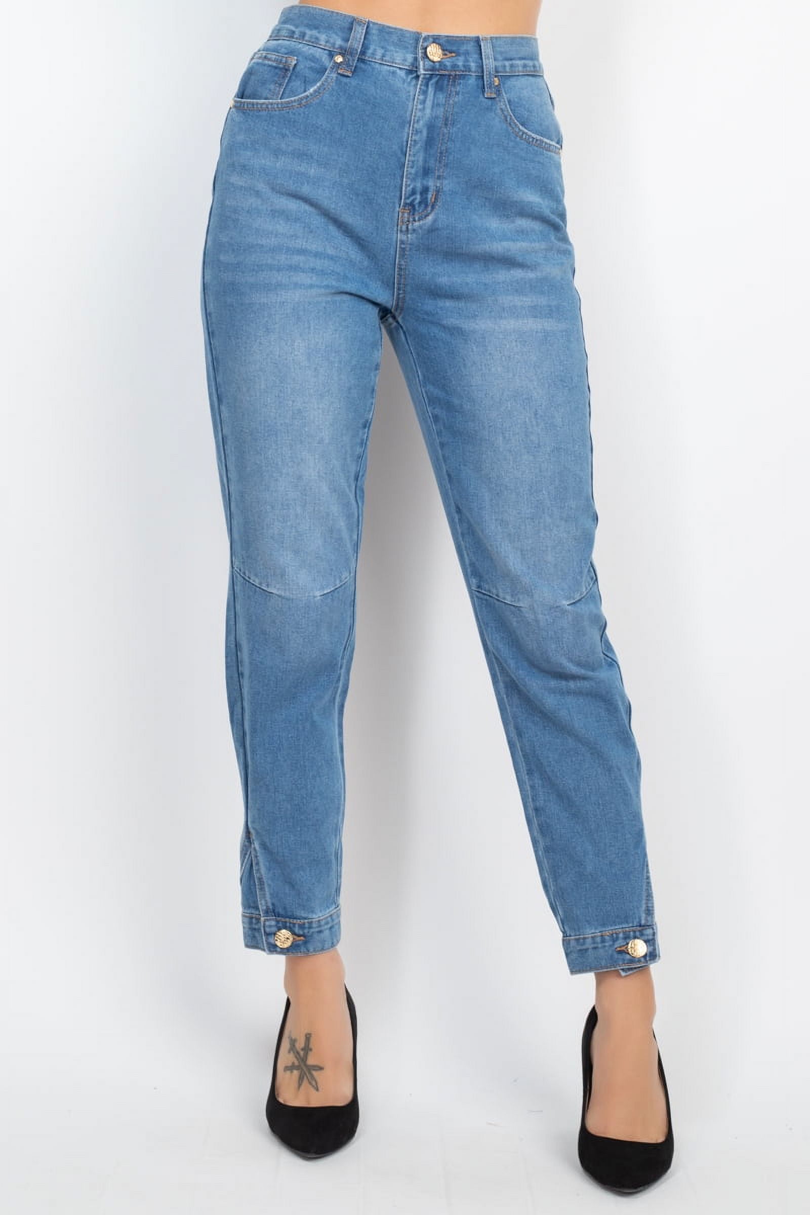 Cuffed-button Mom Jeans - Walmart.com
