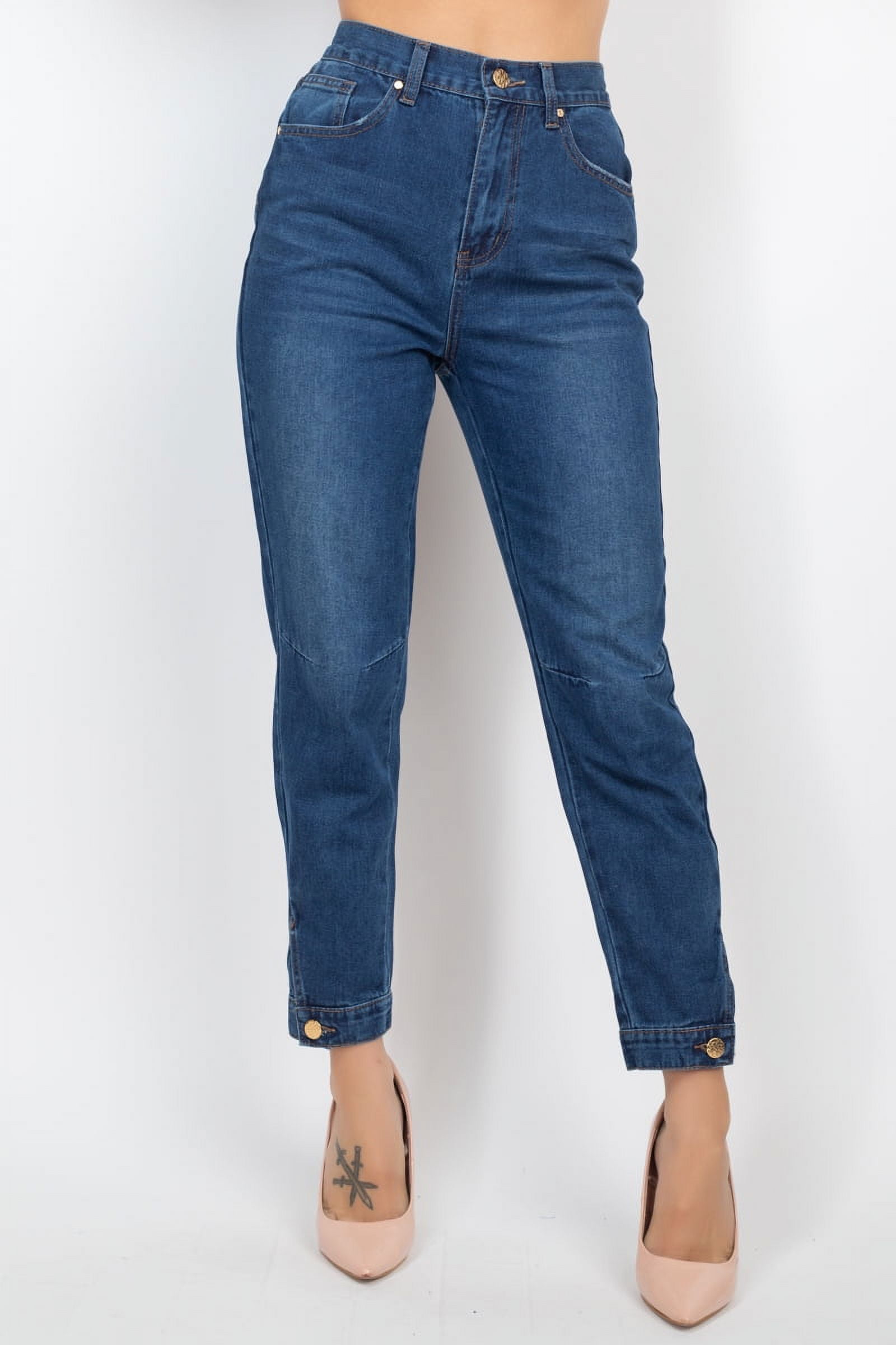 Cuffed-button Mom Jeans - Walmart.com
