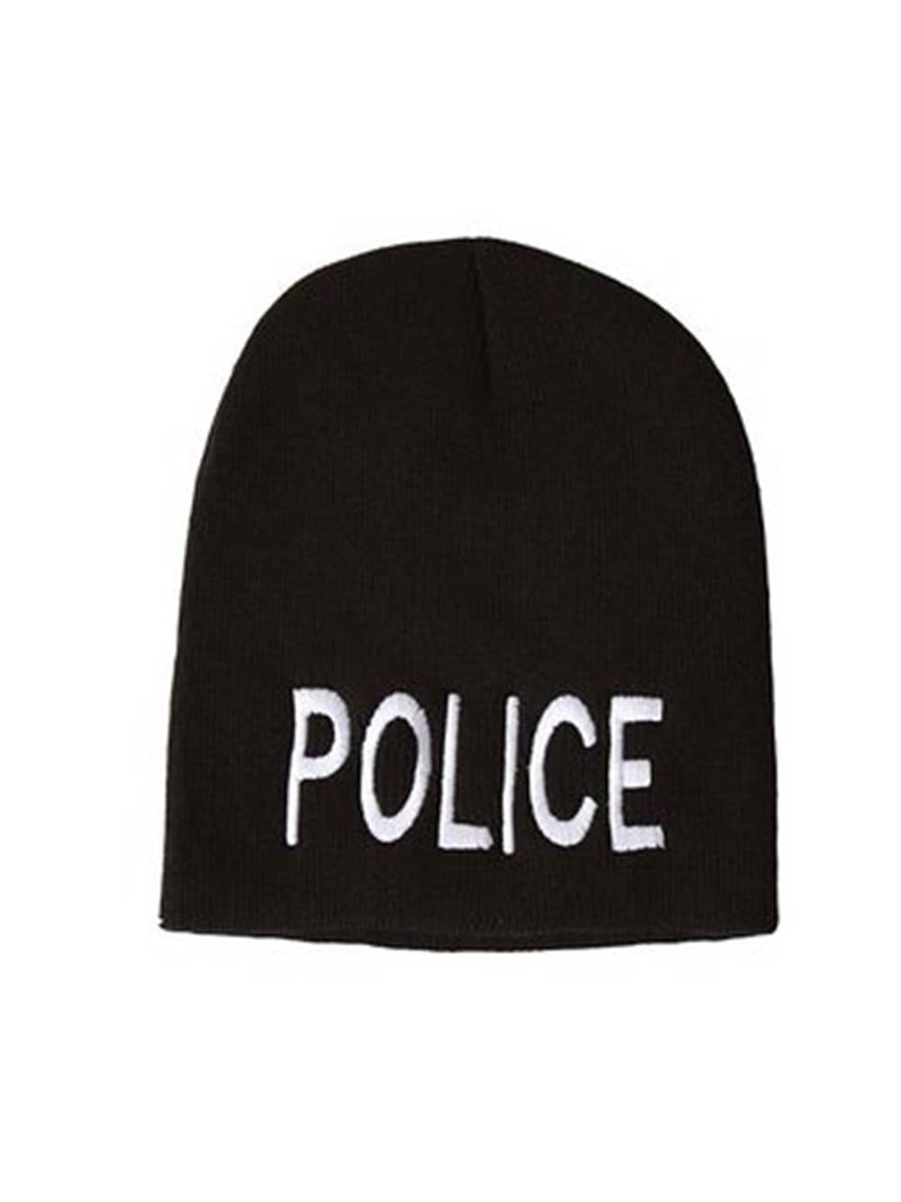 Cuffless Embroidered Police Department Text Style Beanie - Walmart.com