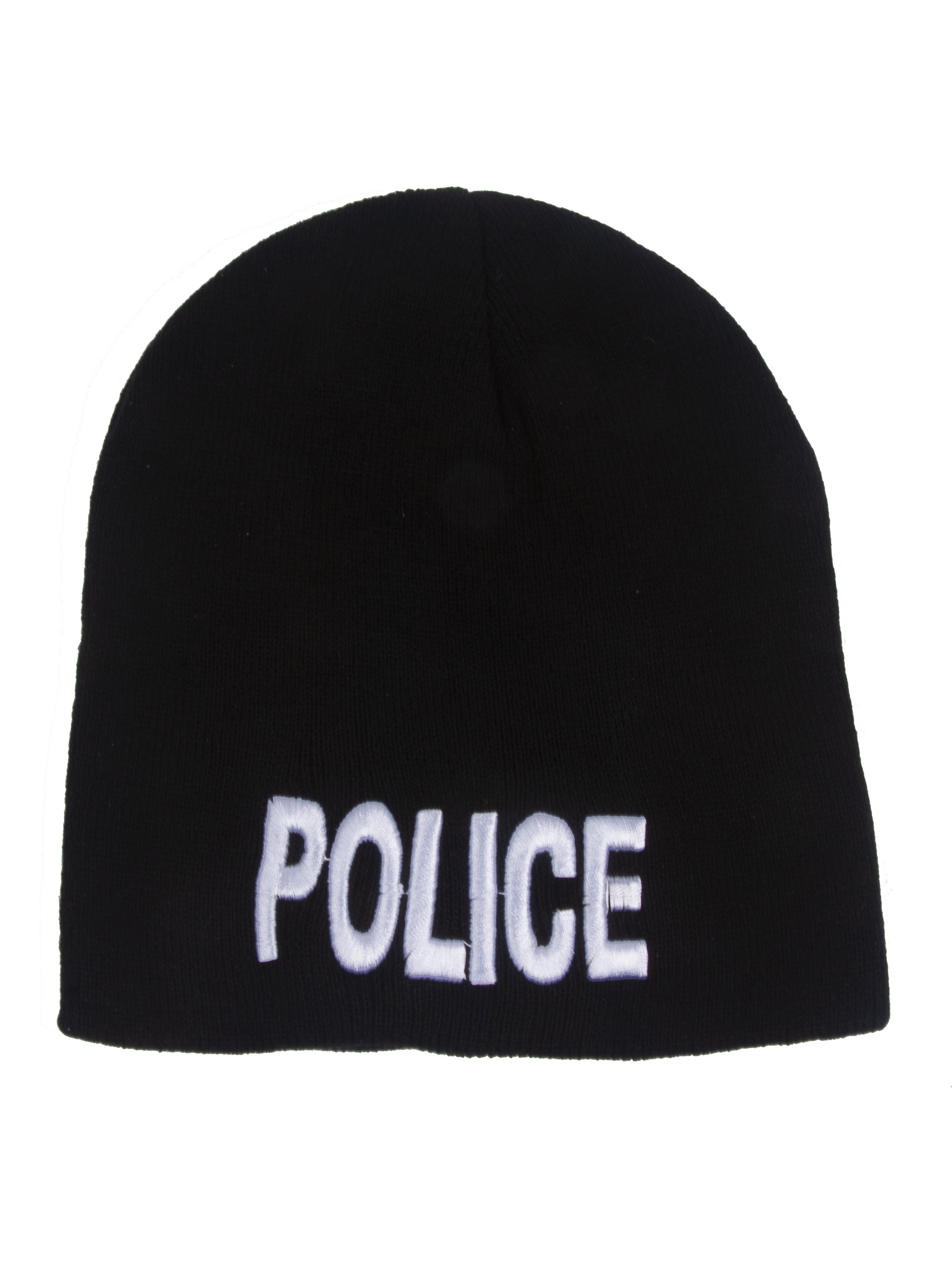 Cuffless Embroidered Police Text Style Beanie - Black - Walmart.com