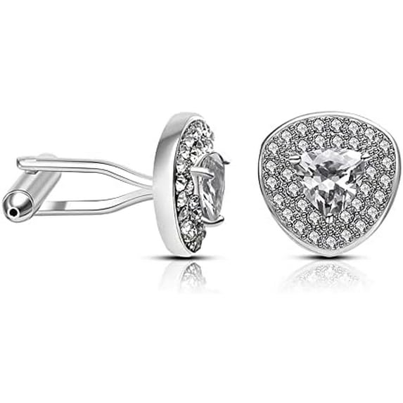 Cufflinks for Mens Wedding Full Rhinestone Triangle Cuff Links ...