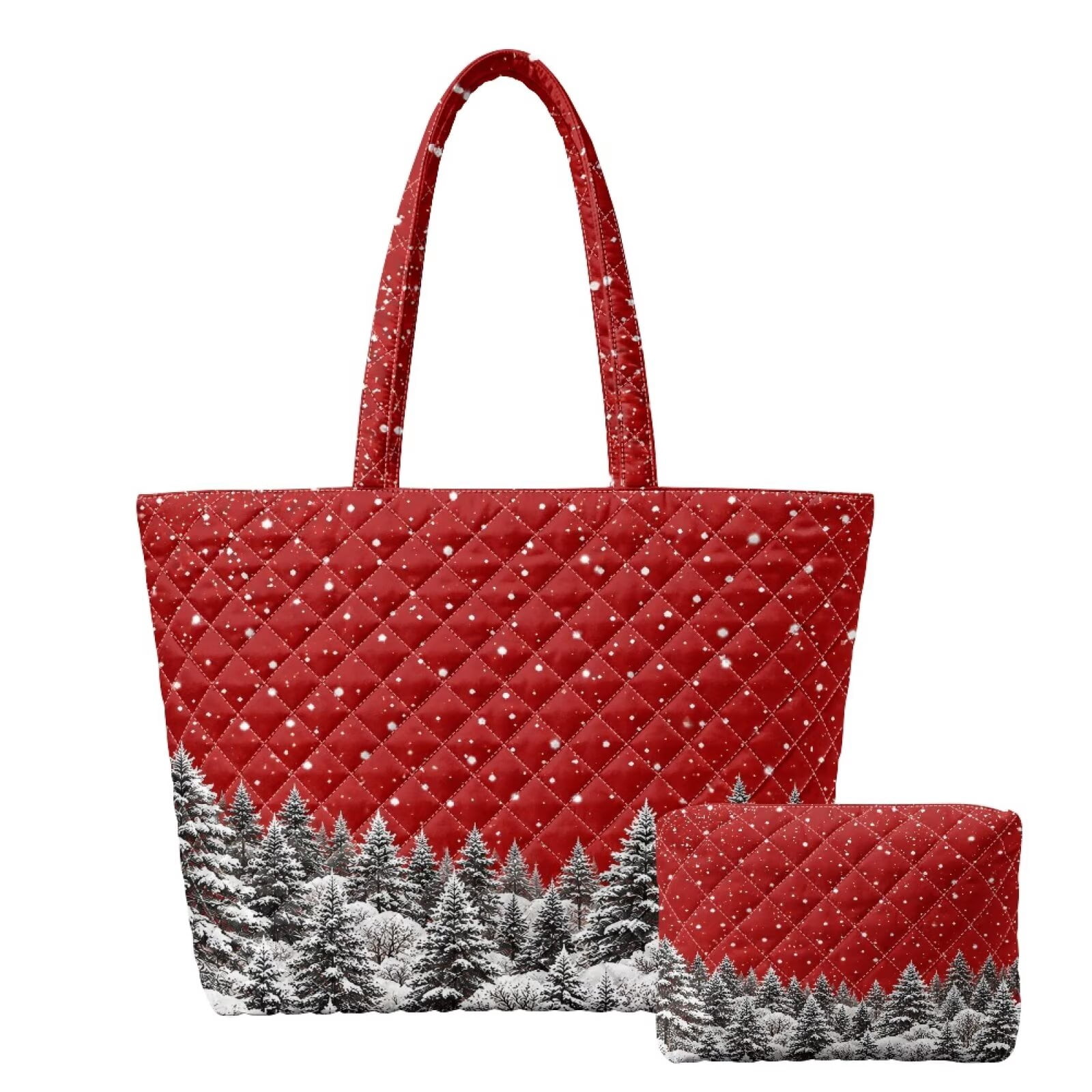 Cugasmaru Cedar Trees Print Handbags Sets Soft Quilted Shoulder Bag for ...