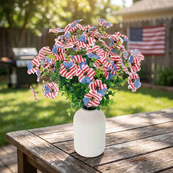 CuiLiyq 10 Pack Red White and Blue Artificial Flower Sprays, 12.6 ...