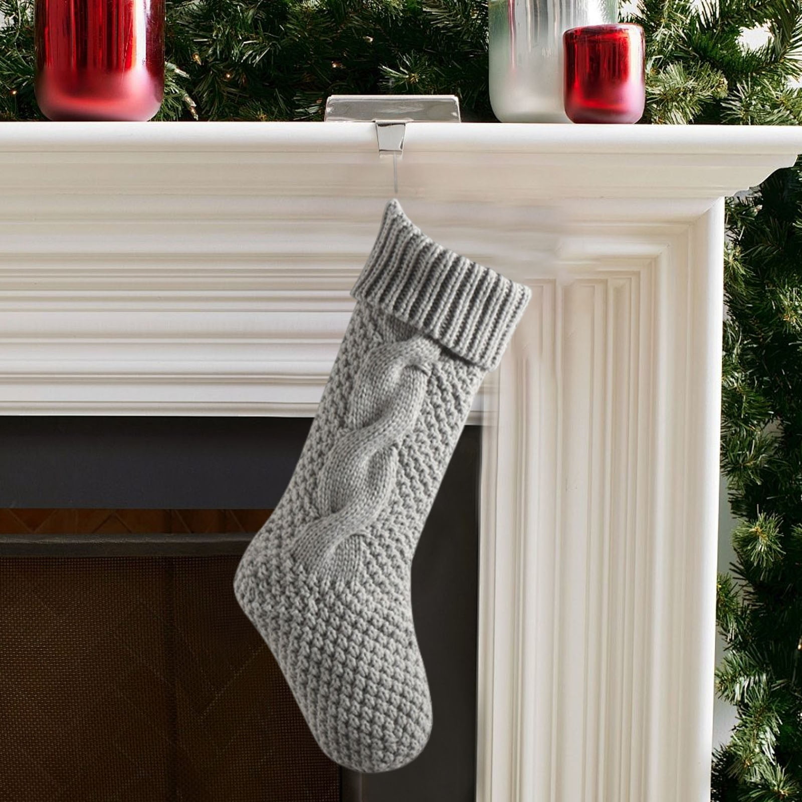 CuiLiyq 18" Knit Christmas Stockings, Personalized Cable Knitted ...