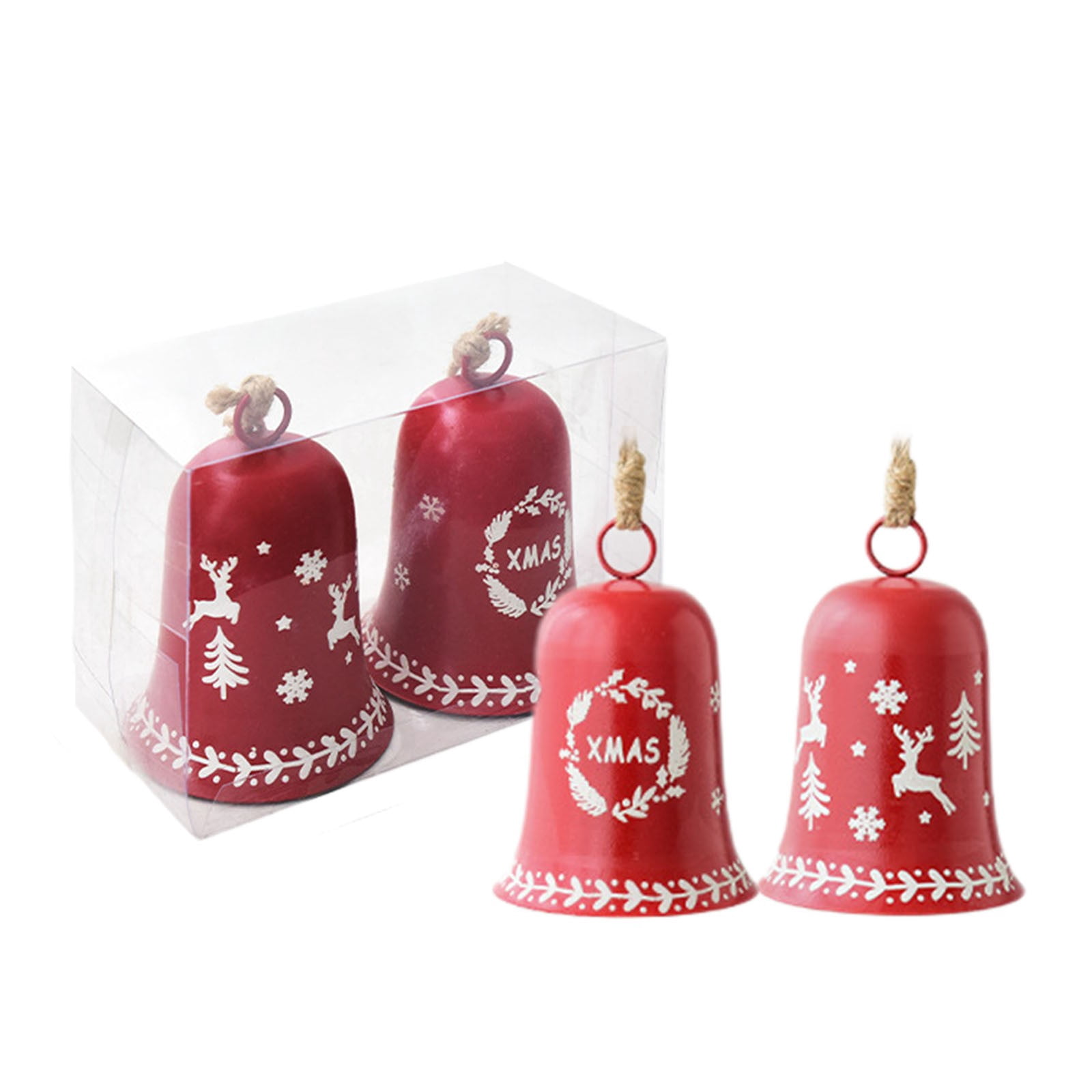 CuiLiyq 2 Pcs Christmas Bells Ornaments, Large Red Metal Bells for ...