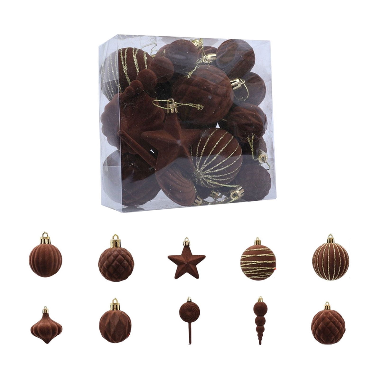 CuiLiyq 24 PCS Velvet Christmas Balls, Shatterproof Xmas Bulbs ...