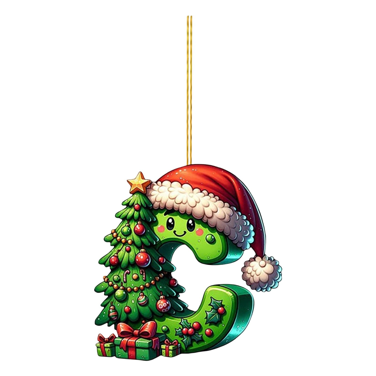 CuiLiyq 26 Letter Ornaments Christmas Tree Decorations, 3.2 Inch Green ...