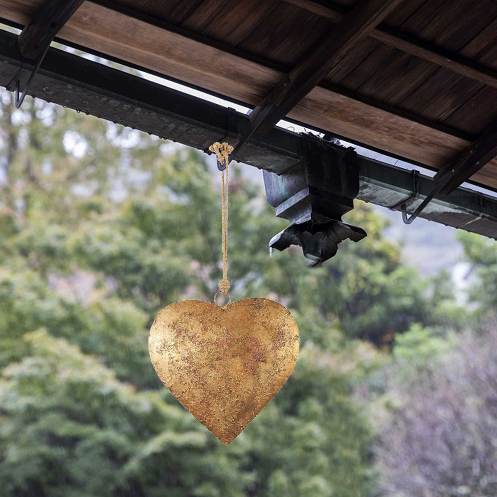 CuiLiyq 3D Metal Heart Shaped Decorative Bell, Farmhouse Hanging Heart ...
