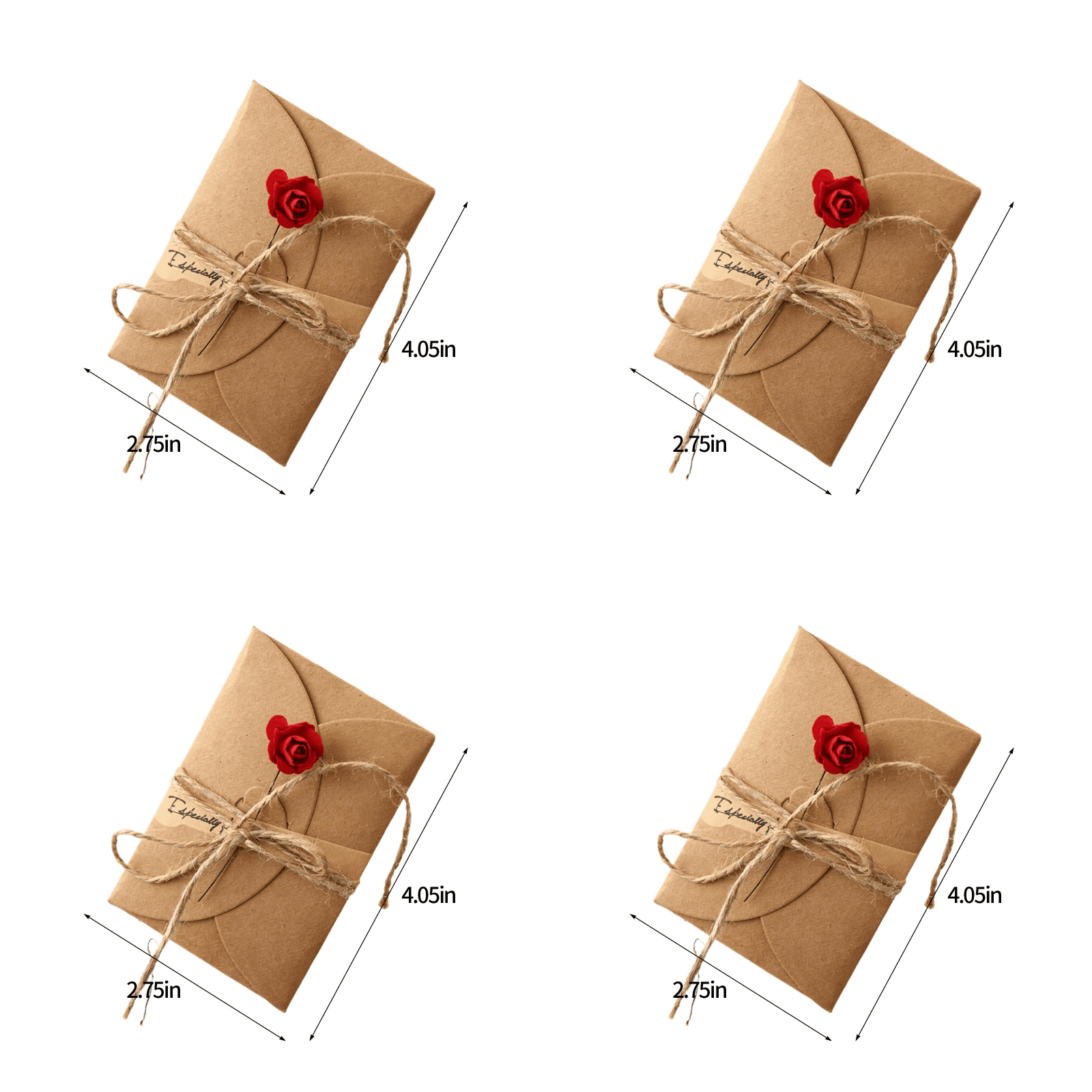 CuiLiyq 4 Pack Dried Flowers Greeting Card with Envelopes, Brown Retro ...