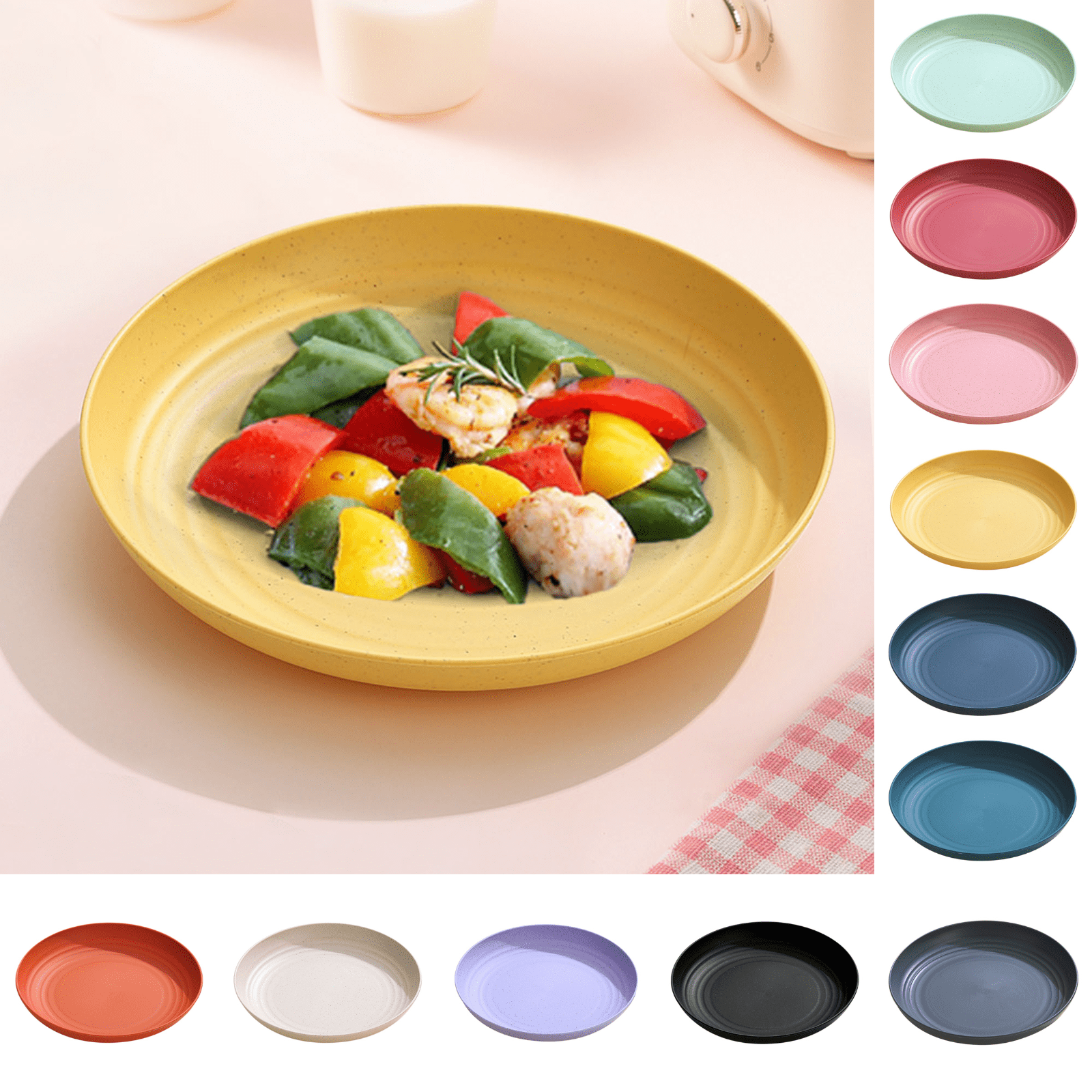 CuiLiyq 8.9 Inch Yellow Plastic Plate 1 Pcs, Unbreakable And Reusable ...
