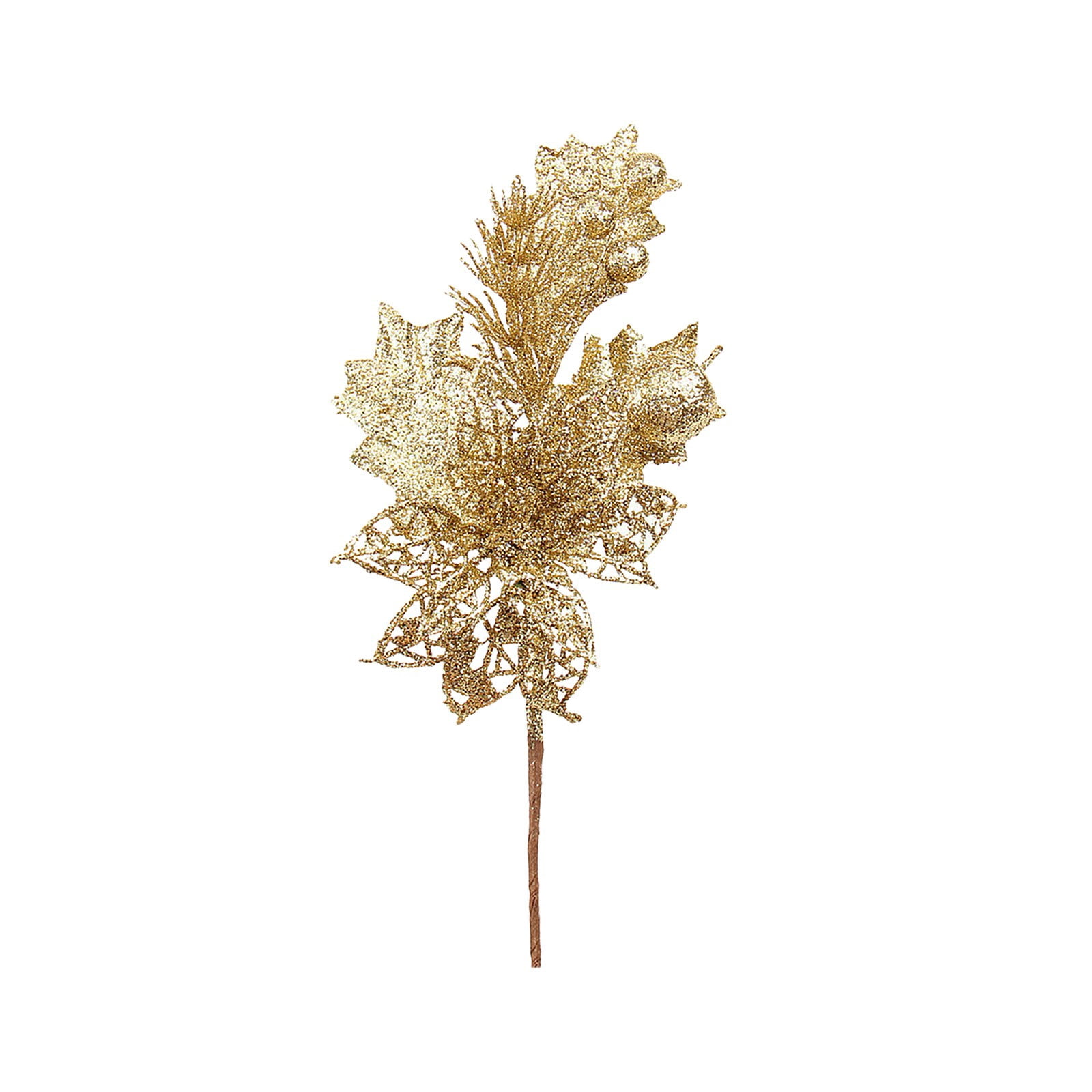 CuiLiyq 9" Glitters Christmas Picks Sprays, Artificial Poinsettia ...