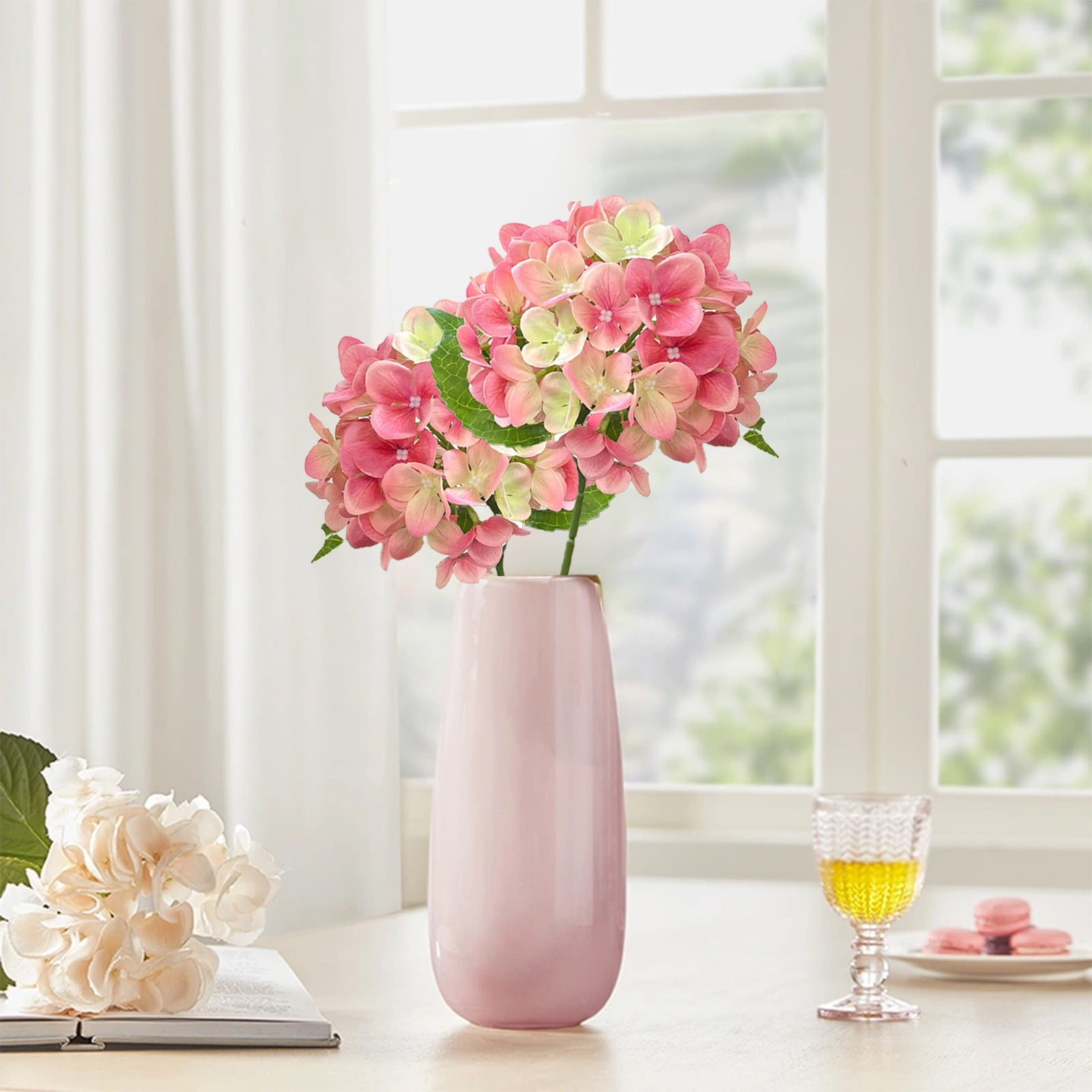 CuiLiyq Artificial Hydrangea Flowers 54 Petals Silk Flower, 17.7" Silk ...