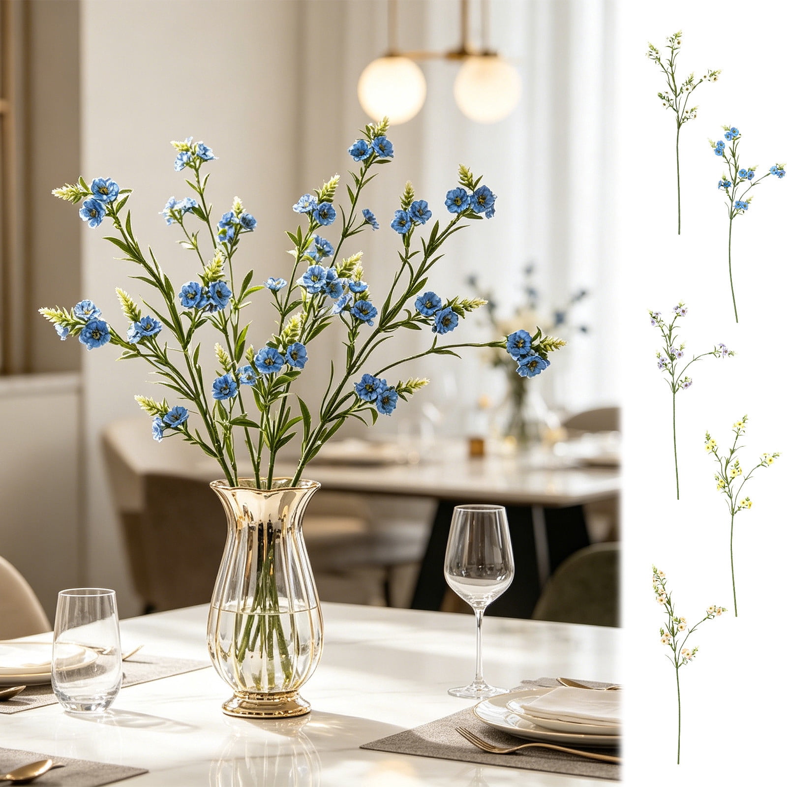 CuiLiyq Artificial Spring Plum Blossom Branch, 18.8" Faux Floral Stems ...