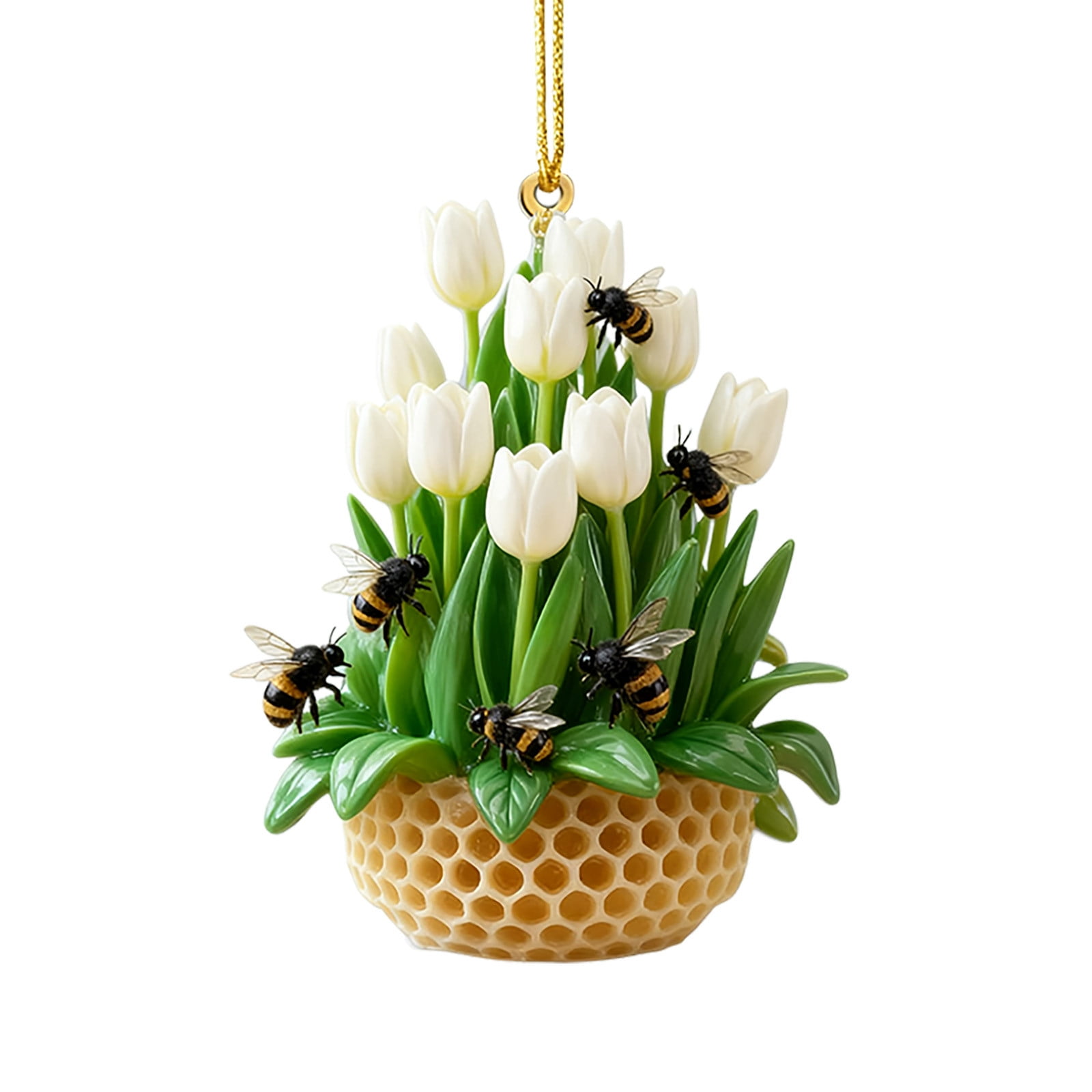 CuiLiyq Bee Christmas Ornament, 2D Flat Acrylic Honeycomb Christmas ...