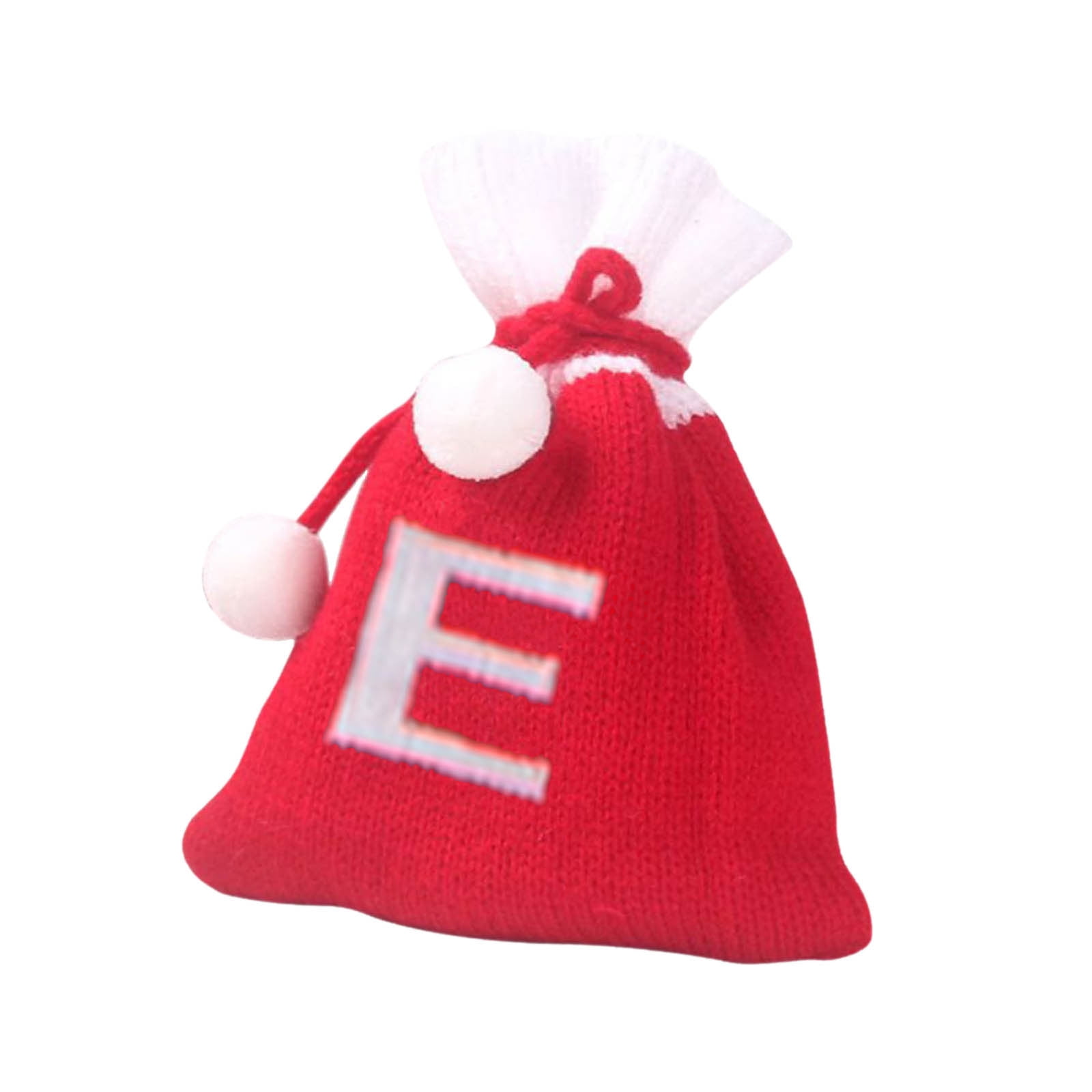 CuiLiyq Christmas Knit Drawstring Gift Bag, Xmas Red and White Santa ...