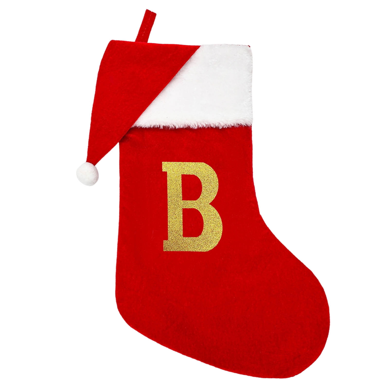 CuiLiyq Christmas Stockings with Letters and Hats, Soft Red Christmas ...
