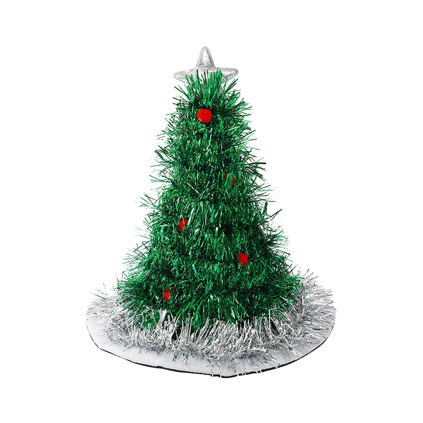 CuiLiyq Christmas Tree Hat, Shiny Tinsel Christmas Cap with Five ...