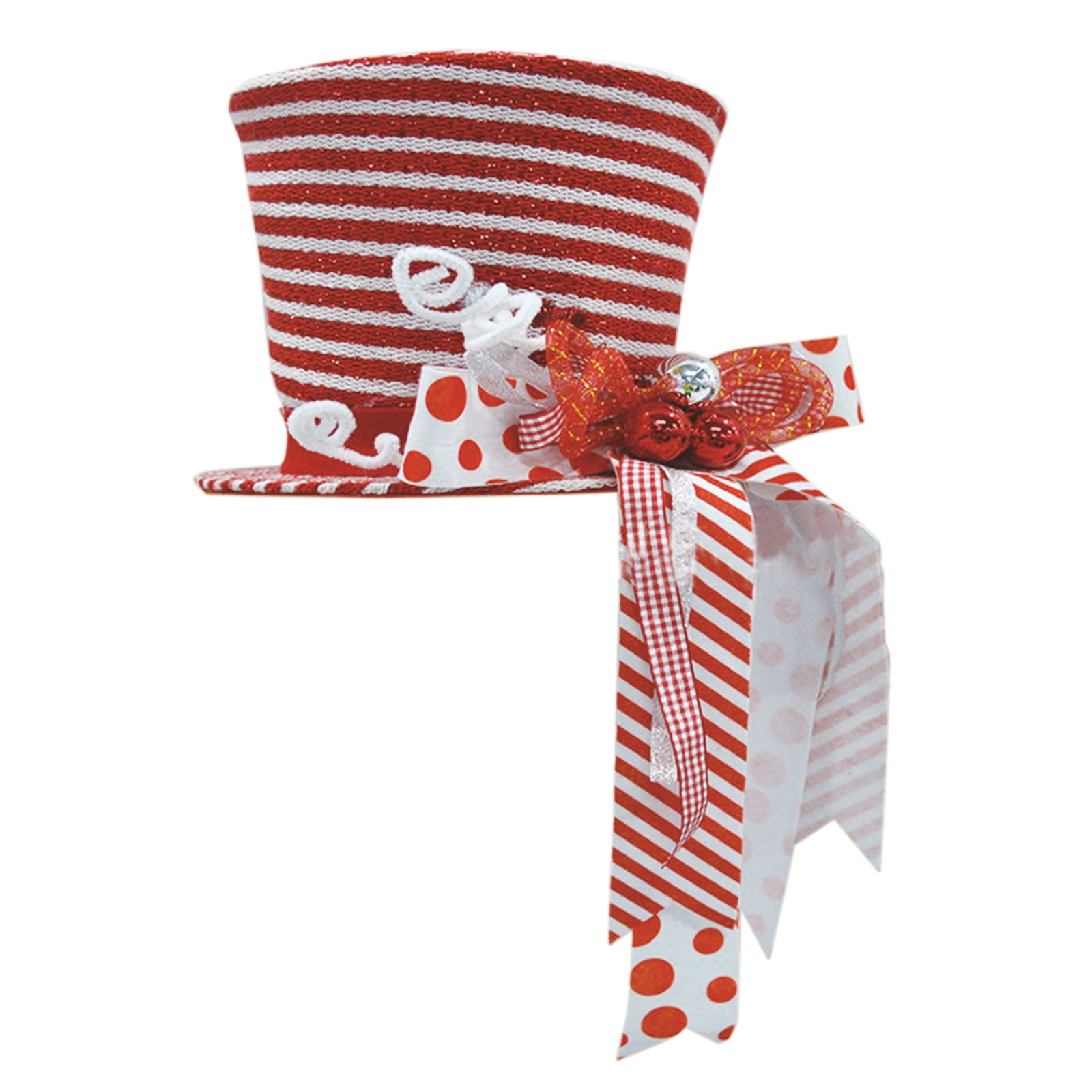 CuiLiyq Christmas Tree Topper Hat, Stripes Plaid Xmas Tree Top Hat with ...