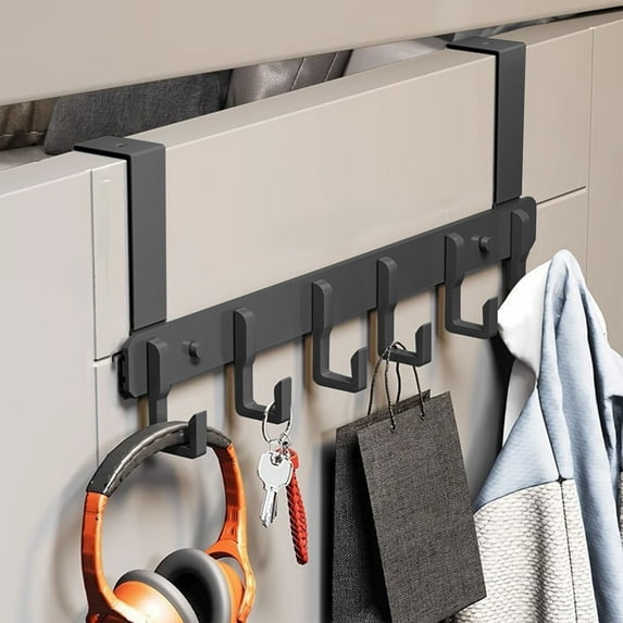 CuiLiyq Over The Door Hooks Hanger with 6 Hooks, 1 Pack Metal Door ...