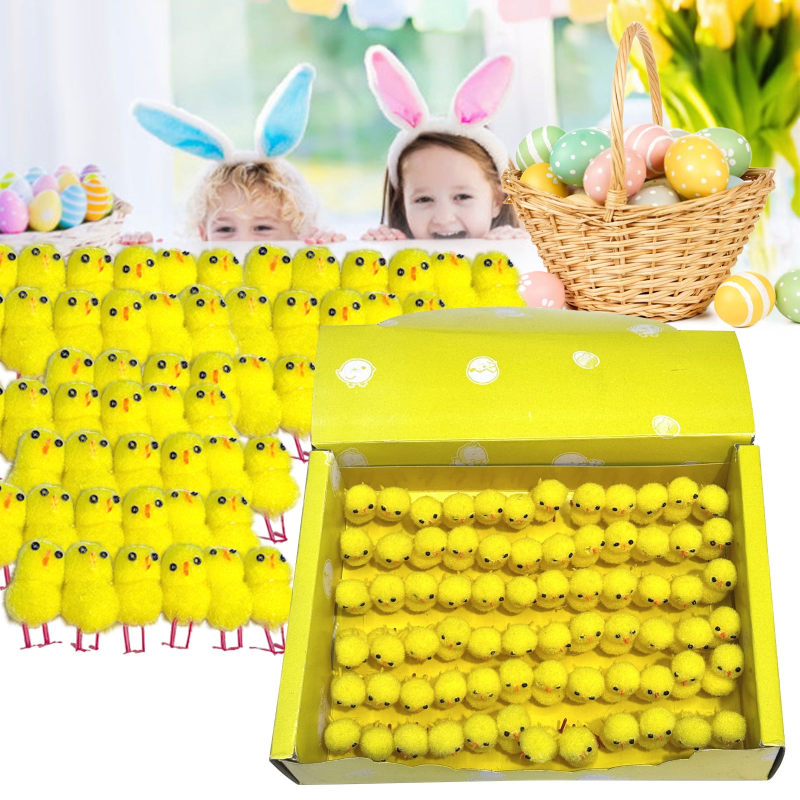 CuiLiyq Easter Chicks Decorations, 72 Piece Set, Mini Yellow Chicken ...
