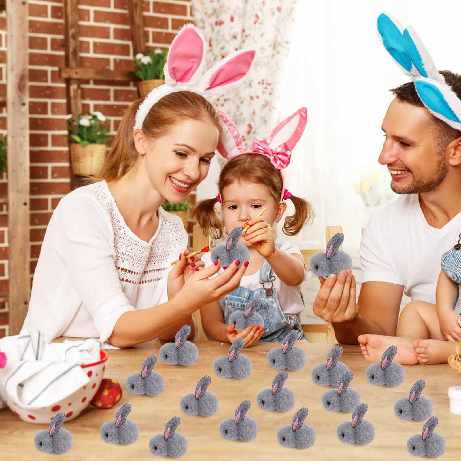 CuiLiyq Easter Wool Felt Rabbits Ornaments, 20 Pcs Cute Plush Ball ...