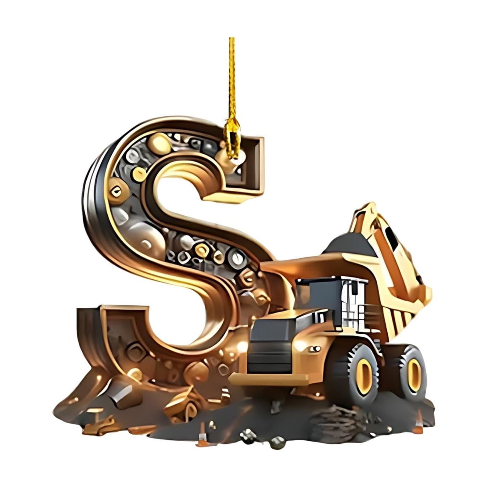 CuiLiyq Excavator Christmas Ornament with Initials, Excavator Ornaments ...