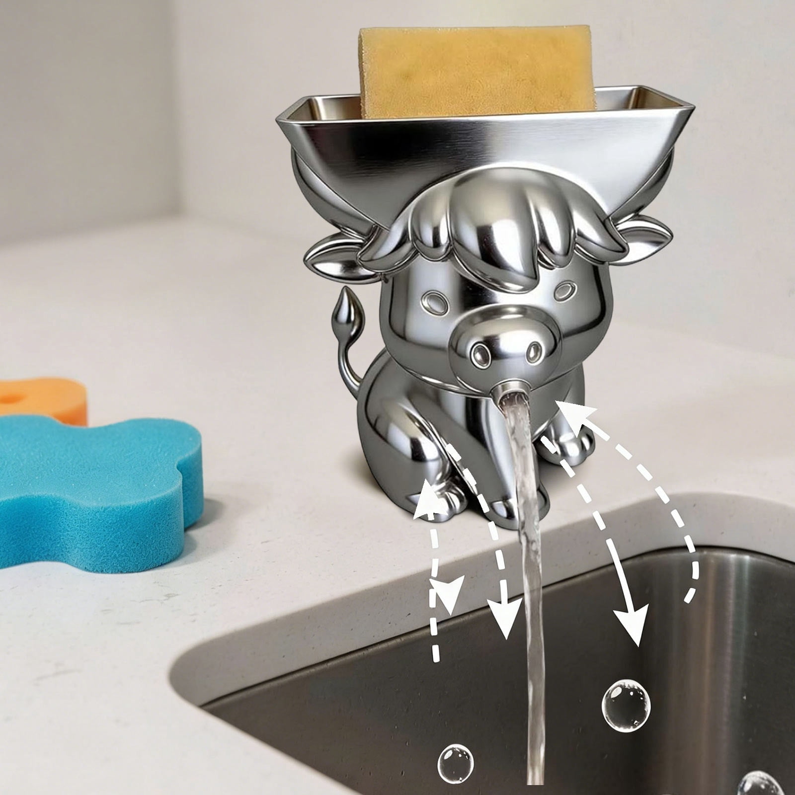 CuiLiyq Highland Cow Sponge Holder with Drain, 3D Printed Kitchen Sink ...