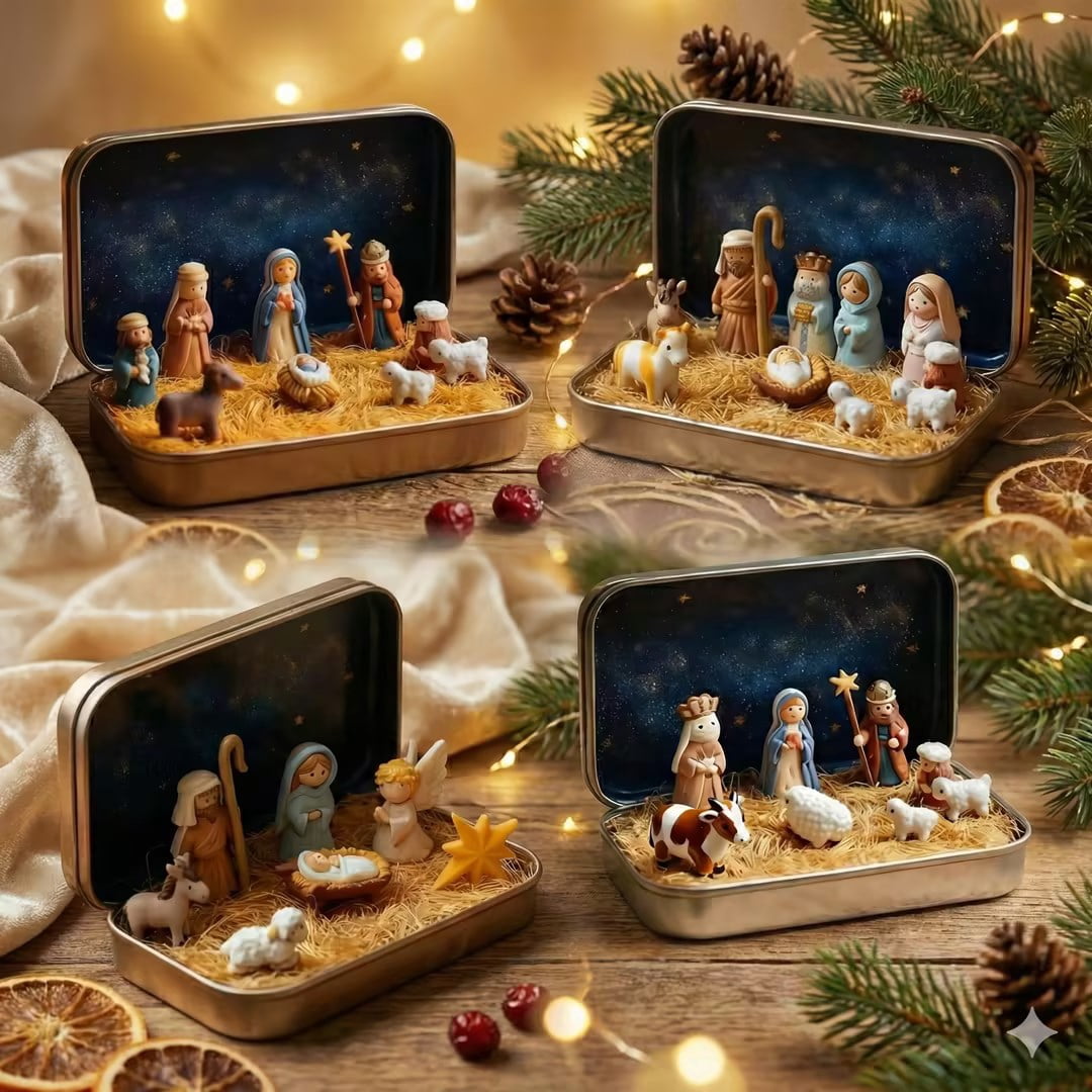 CuiLiyq Mini Nativity Set of 3, Miniature Nativity Scene Set in ...