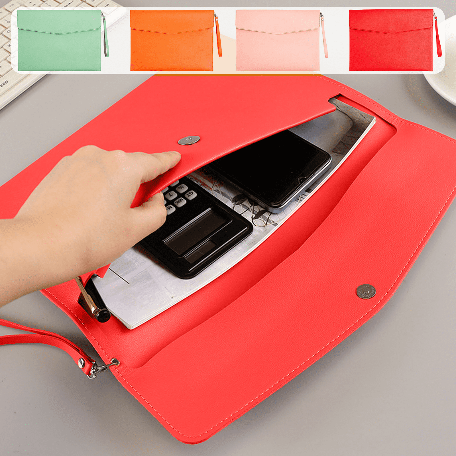 CuiLiyq PU Leather A4 File Folder Document Holder, Waterproof Portfolio ...